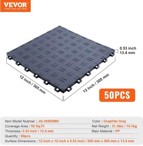 Garážové dlaždice zámkové, 30,5 × 30,5 × 1,3 cm – JQ-3050SMH