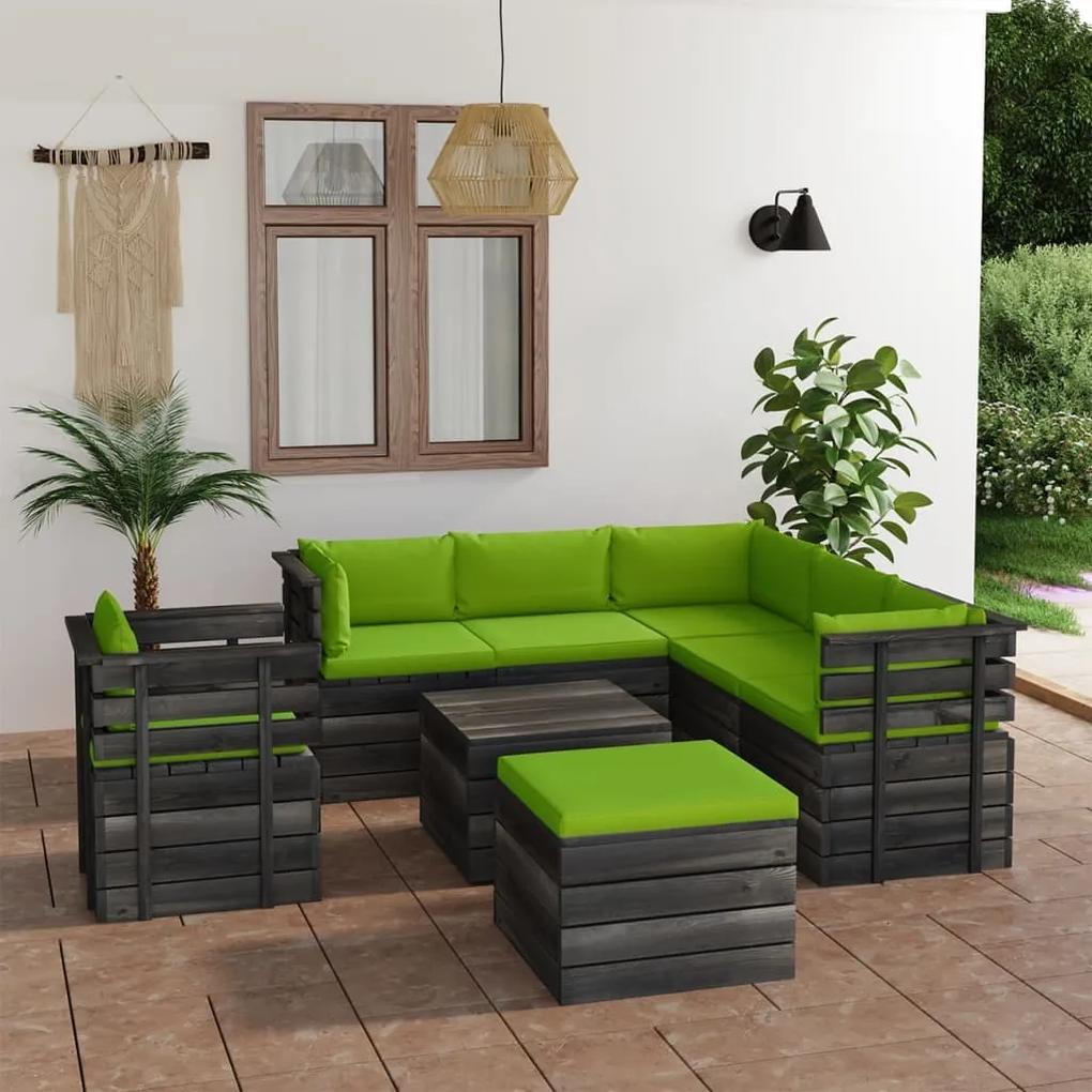 vidaXL 8dílná zahradní sedací souprava z palet + podušky borové dřevo [3062040] Barva: Hnědá