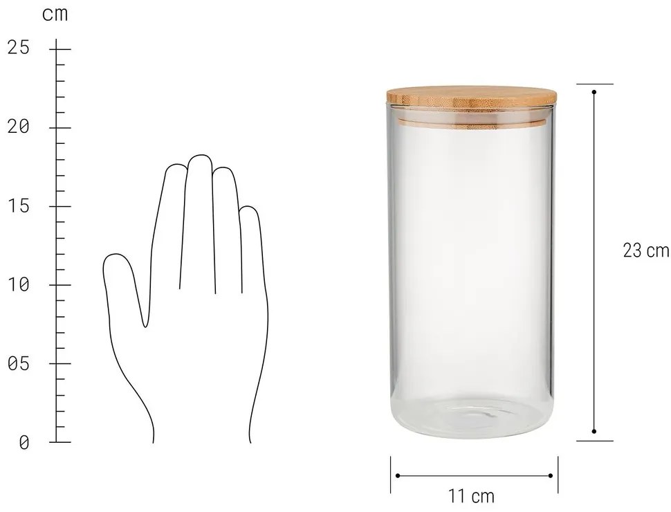 WOODLOCK Skleněná dóza 1750 ml - čirá/přírodní