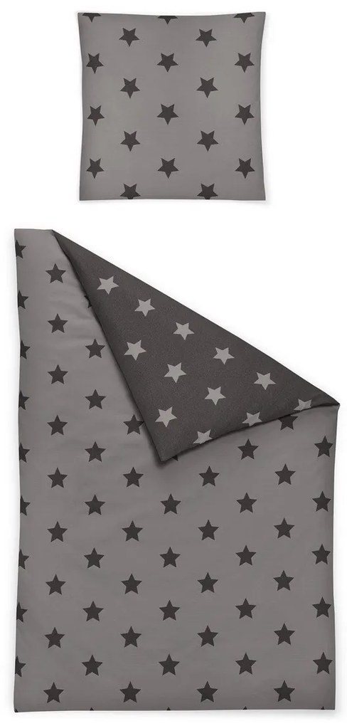 irisette Flanelové povlečení Hvězdy šedé DUBLIN 8658-12 140x200, 70x90