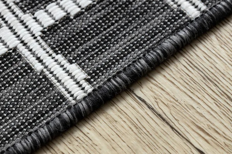Dywany Łuszczów, Kusový koberec Sion Sisal Trellis 22144 black/ecru – na ven i na doma, 80x150, šedá, chodba / předsíň