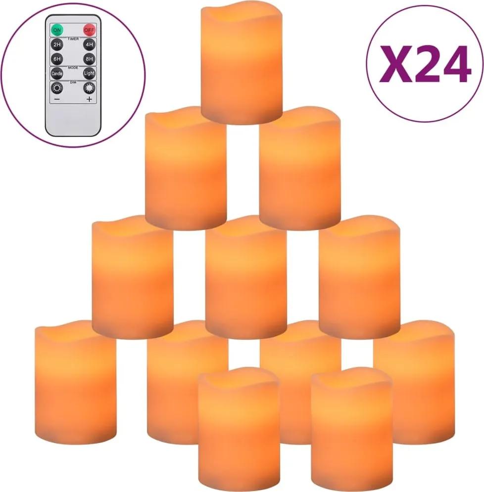 vidaXL Bezplamenné LED svíčky 24 ks s dálkovým ovládáním teplé bílé [335780] Barva: Mátová
