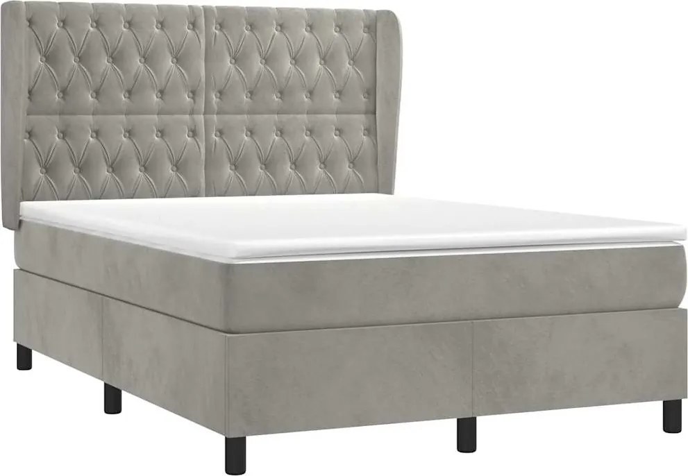 Box spring postel s matrací světle šedá 140x200 cm samet 3129393