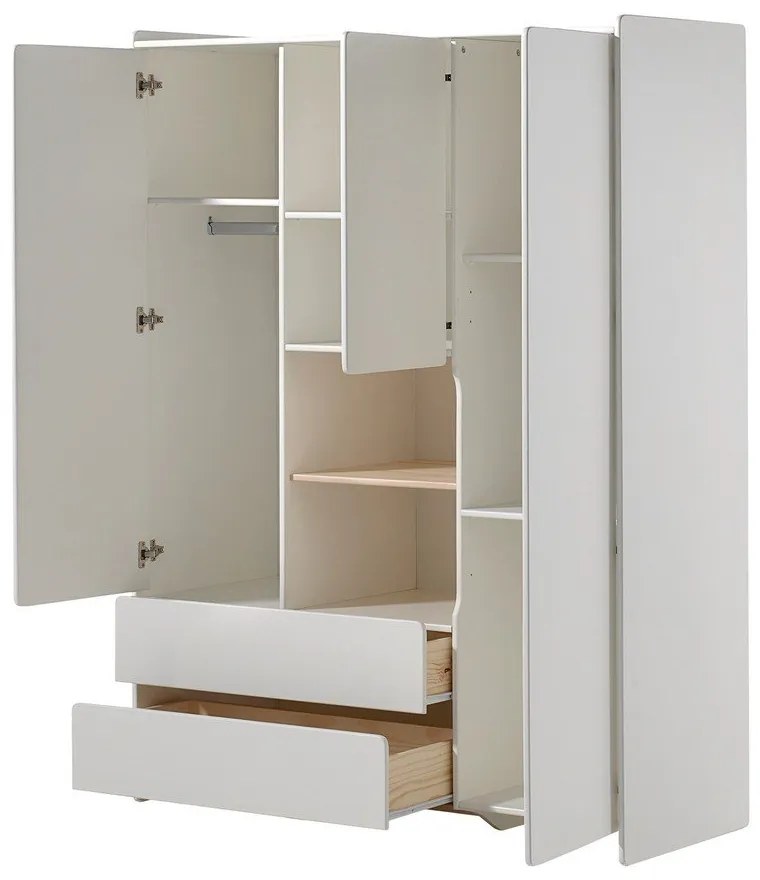 Bílá dětská šatní skříň Vipack Kiddy, 137,8 x 190 cm