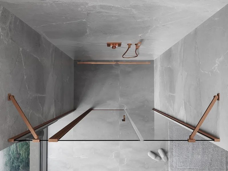 Mexen Mist sprchové dveře křídlové 140 cm, transparentní, kartáčovaná měď - 8A4-140-001-65-00