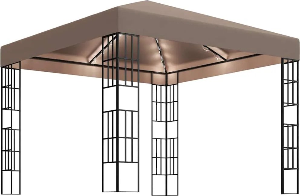 Altán se světelnými LED řetězy 3 x 3 m taupe 3070324
