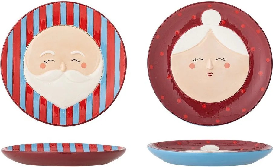 Červené dezertní talíře v sadě 2 ks s vánočním motivem z kameniny ø 16 cm Granny – Bloomingville