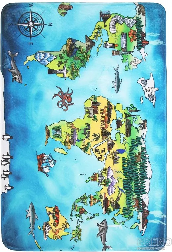 Breno Kusový koberec World Map, 110x160 cm, Vícebarevné/Modrá Biano.cz