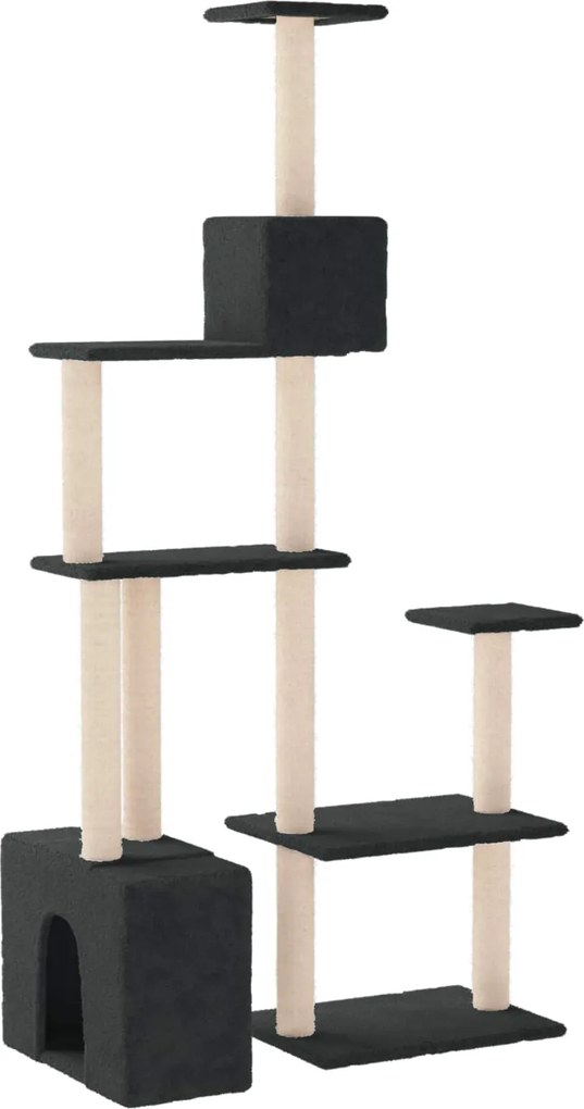 Kočičí strom se škrabacími sloupky sisal Tmavě šedá 177,5 cm 172391