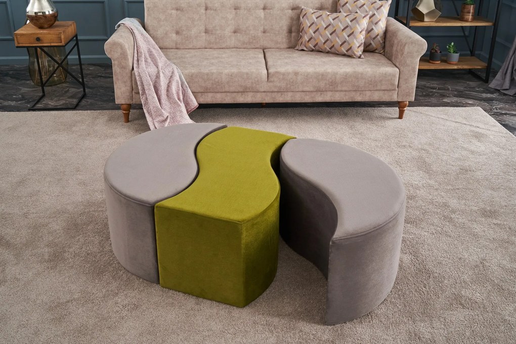 Atelier del Sofa Taburet Alya Puf - Mink, Green, Norková, Zelená