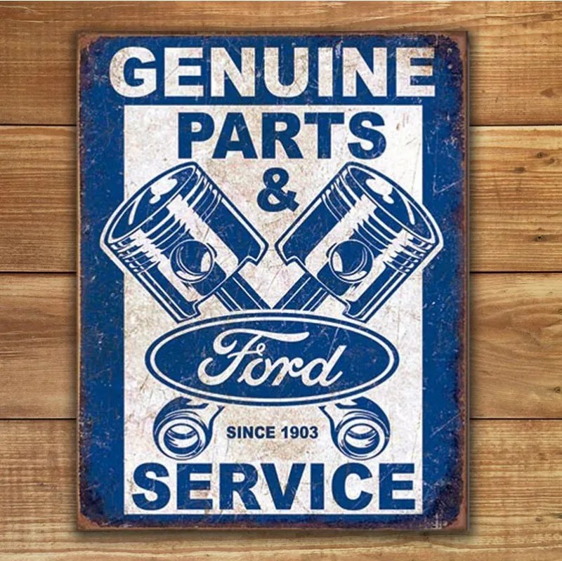 Plechová cedule Ford Service - Pistons 40 cm x 32 cm