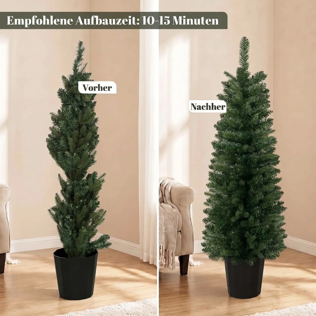 HOMCOM Sada 2 umělých vánočních stromků, 120 cm, jedle jako vstupní prostor s 170 větvemi, základ květináče, zelený