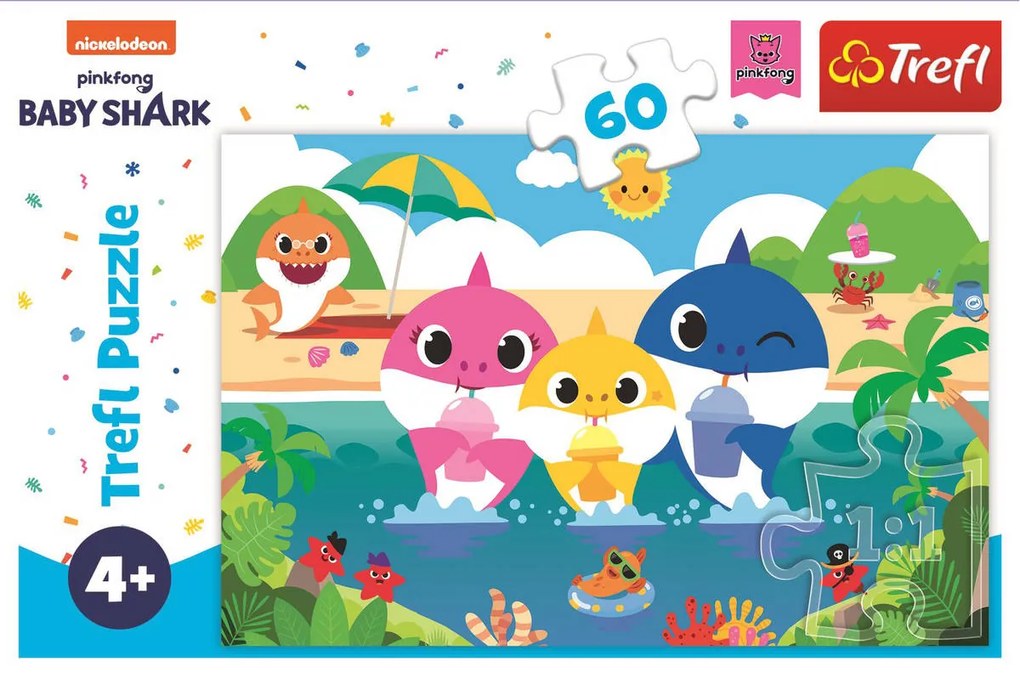 TREFL PUZZLE Baby Shark s rodinou na dovolené 33x22cm skládačka 60 dílků tr17370
