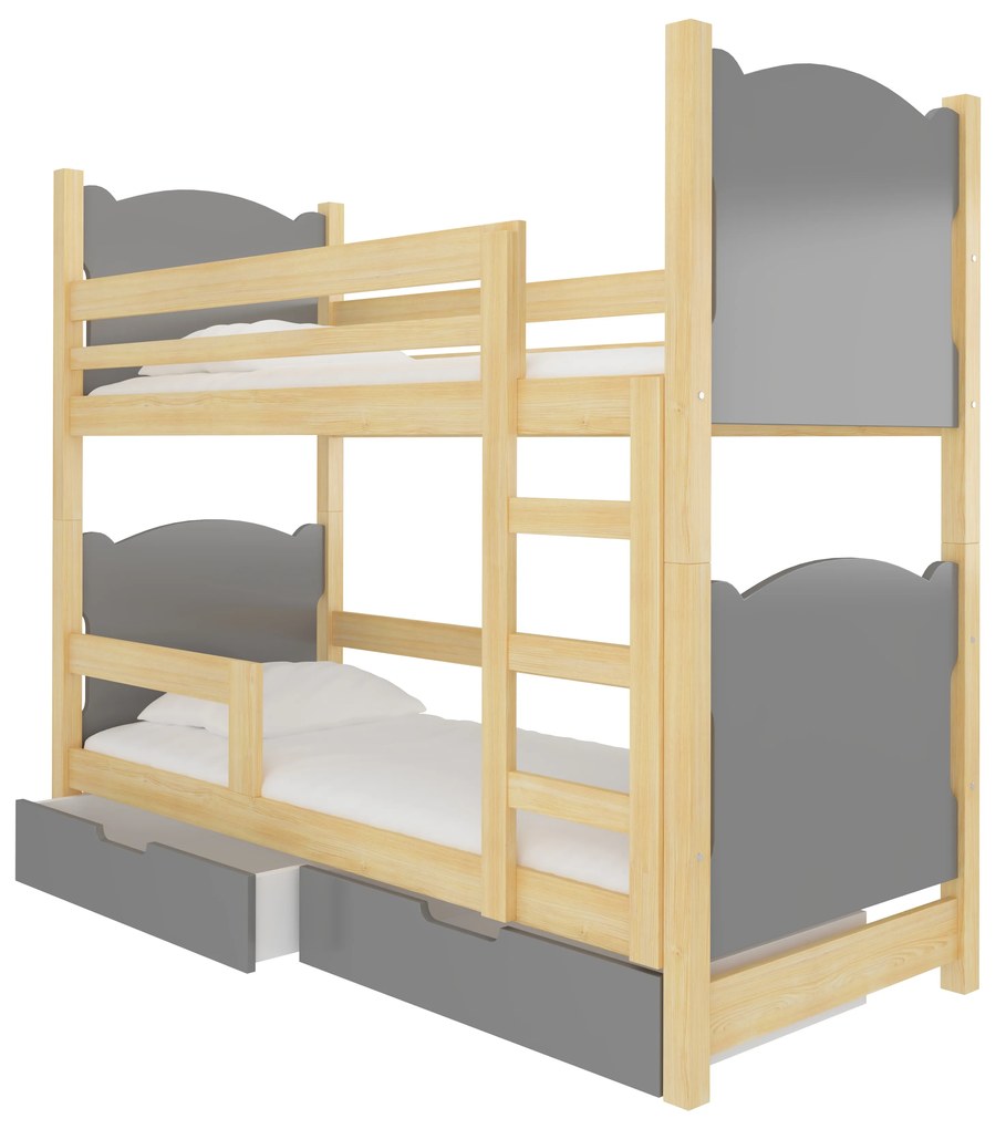 Dvoupatrová postel s matracemi MARABA Hlavní barva: Pine, Další barva: Zelená