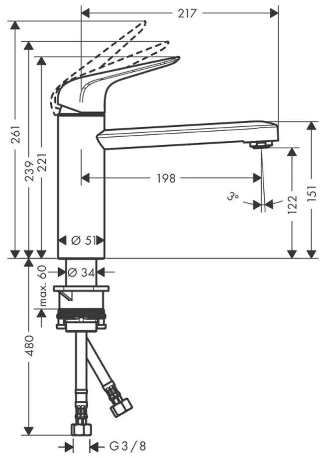 Hansgrohe Focus M42 - Páková kuchyňská baterie 120, CoolStart, Eco, 1jet, chrom 71864000