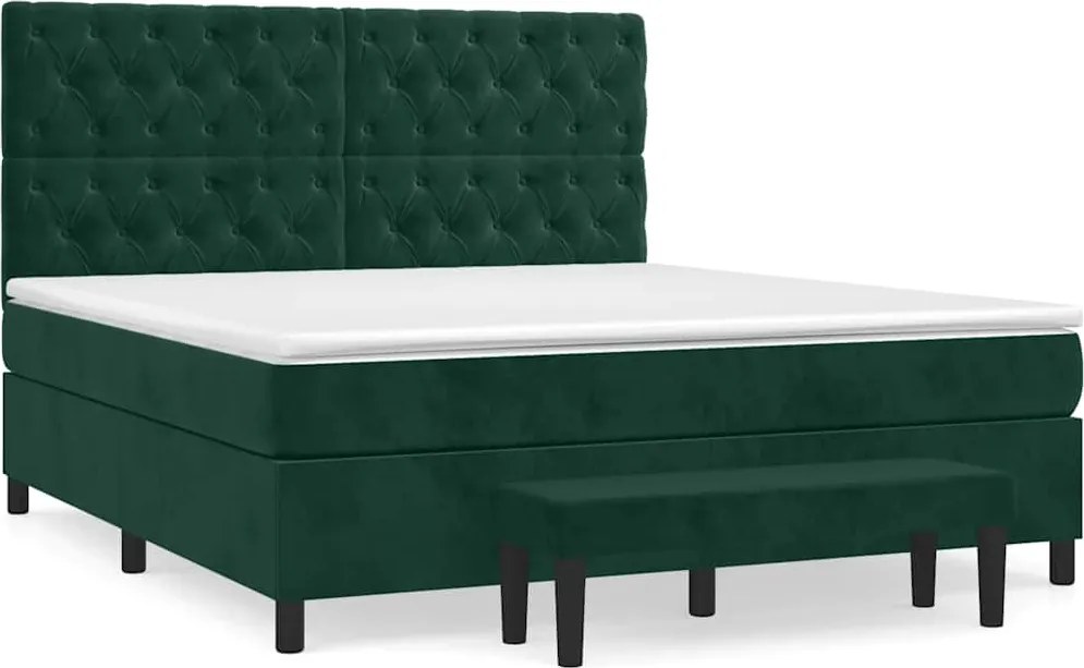 Box spring postel s matrací tmavě zelená 160x200 cm samet 3138034