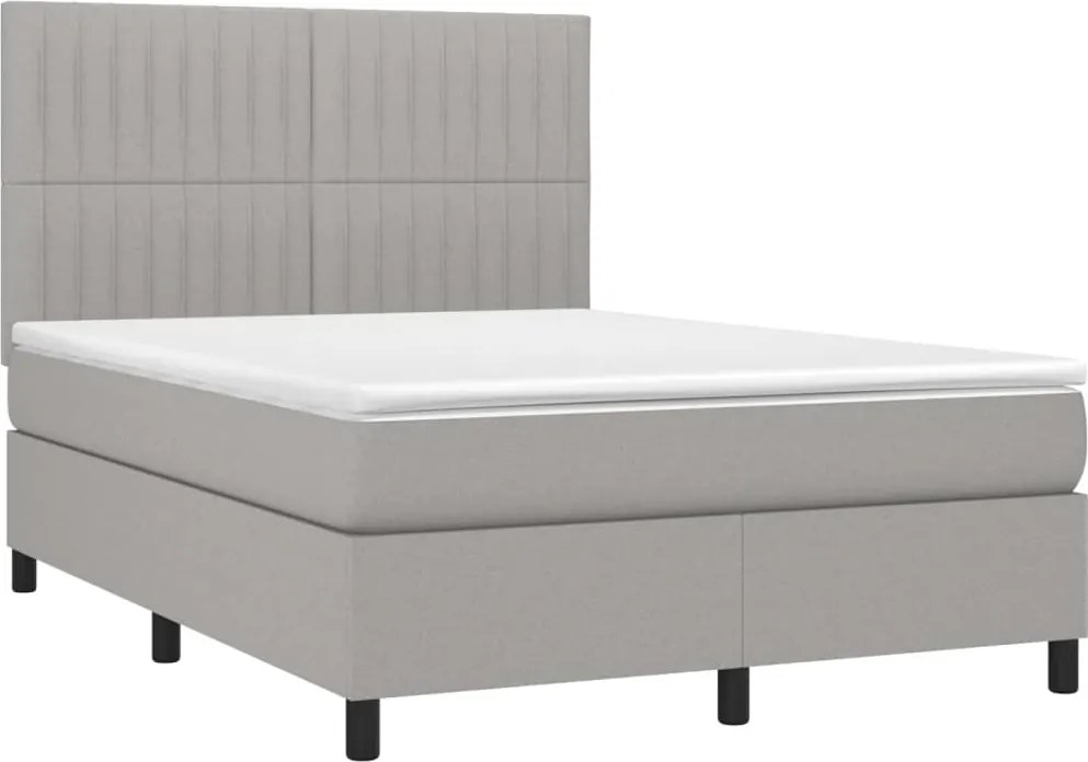 Box spring postel s matrací světle šedá 140 x 200 cm textil 3141937