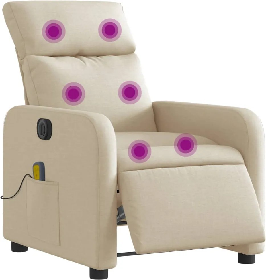Elektrické masážní polohovací křeslo krémové textil 3206698