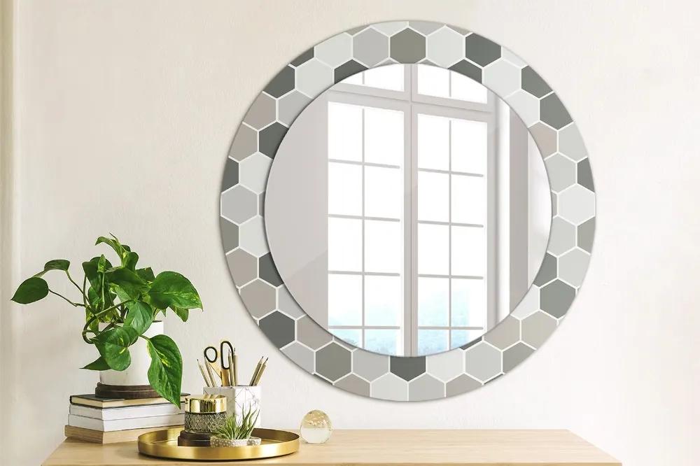 Kulaté dekorativní zrcadlo na zeď Hexagonální vzor fi 60 cm