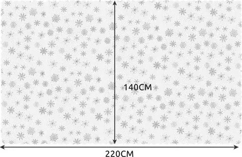 Ubrus se sněhovými vločkami 220 x 140 cm – bílostříbrný