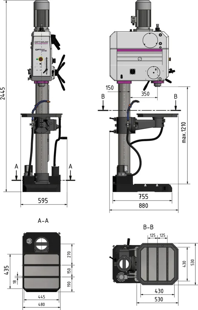 Sloupová převodová vrtačka OPTIdrill DH 45 V