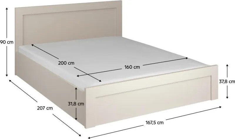 Postel s úložným prostorem KAROS, 160x200, kašmír/dub evoke Kondela 0000413393
