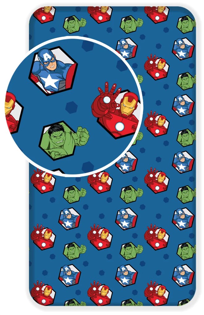 Jerry Fabrics Bavlněné napínací prostěradlo 90x200 + 25 cm - Avengers "03"