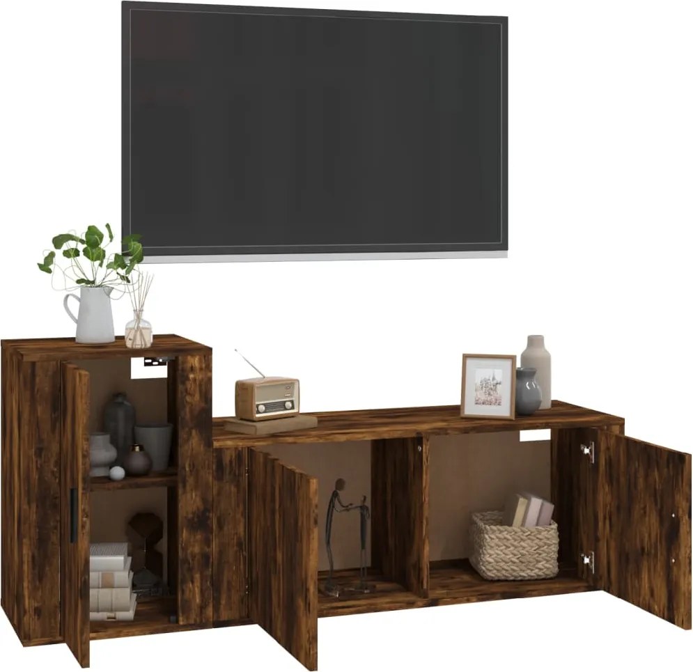 2dílný set TV skříněk kouřový dub kompozitní dřevo 3188483