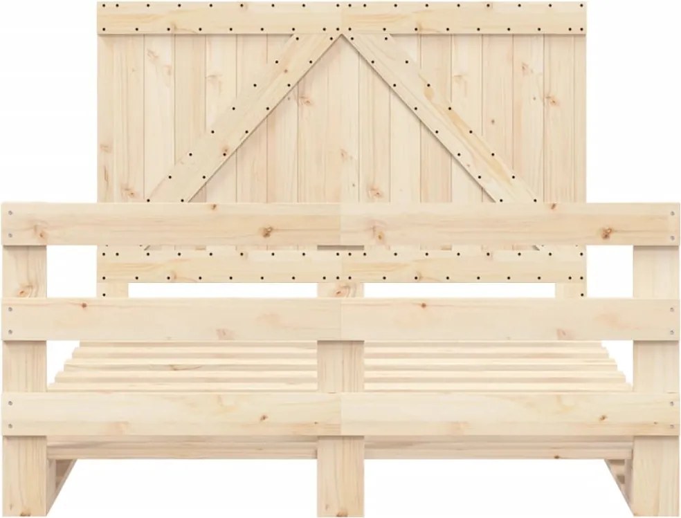 Rám postele s čelem bílý 140 x 200 cm masivní borové dřevo 3281558