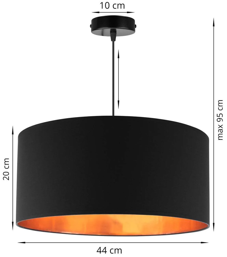 Závěsné svítidlo SHADE, 1x textilní stínítko (výběr ze 4 barev), (výběr ze 3 barev konstrukce), (fi 44cm), G