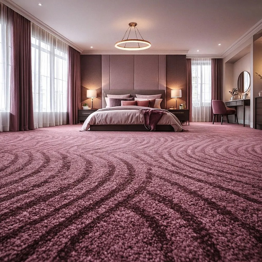 ITC, Metrážový koberec Spring 6480, na míru, šíře 4m, fialová, filc, ložnice
