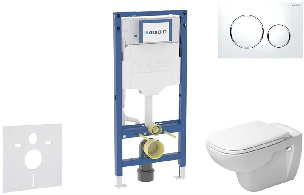 Geberit Duofix - Set předstěnové instalace, klozetu D-Code a sedátka softclose, tlačítko Sigma20, bílá/lesklý chrom SANI11CP3103