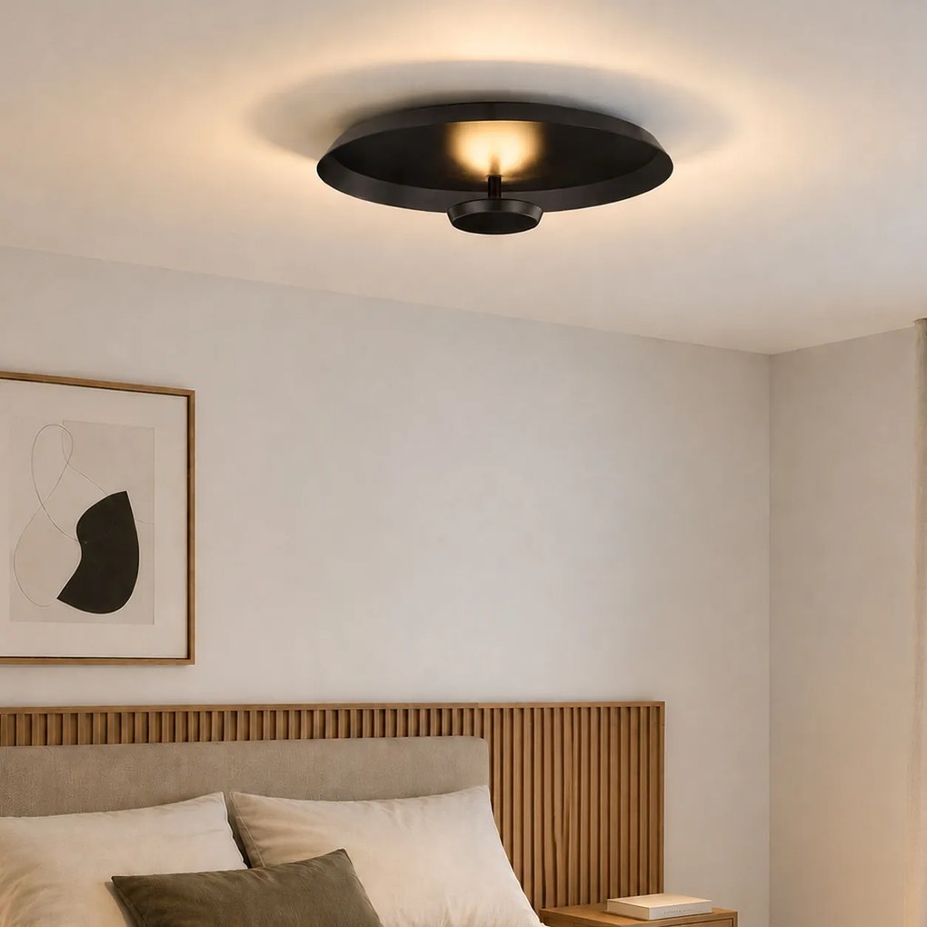 Moderní stropní svítidlo matně černé vč. LED s 3-stupňovým stmíváním - Sombra