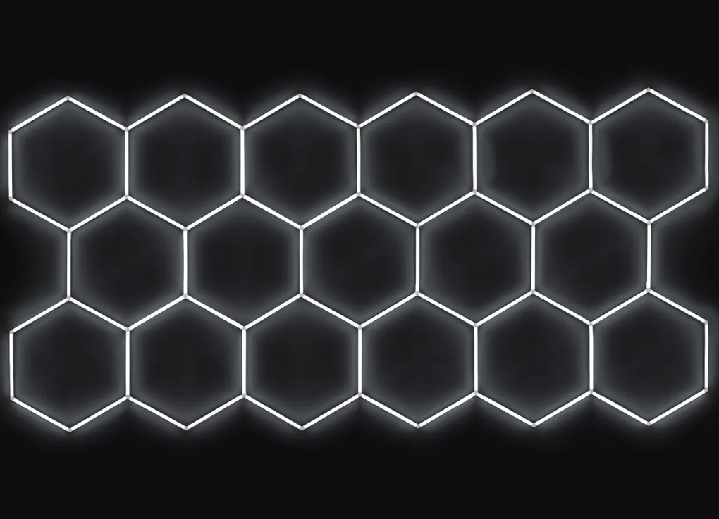 Escape6 Kompletní Led hexagonové svítidlo bílé 4500K, 17 elementů 504x238cm