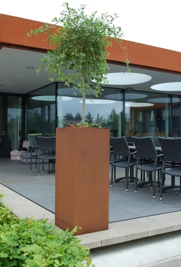 Květináč BLOCK, corten, výška 100 cm, hnědý