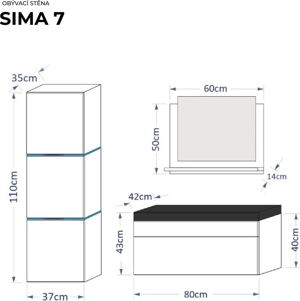 Ral Koupelnová stěna SIMA 6 - Bílý lesk