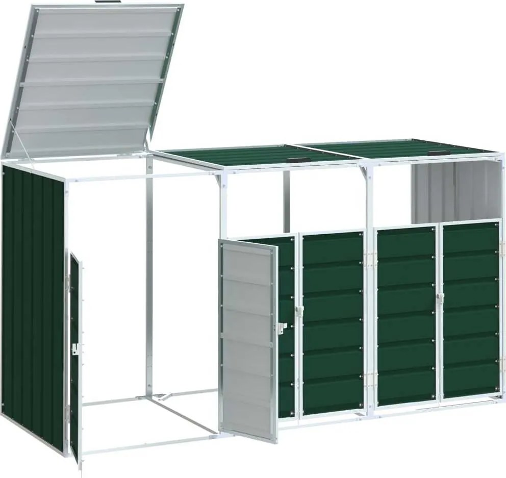 vidaXL Box na 3 popelnice 216 x 81 x 115 cm ocel [4006182] Barva: Šedá