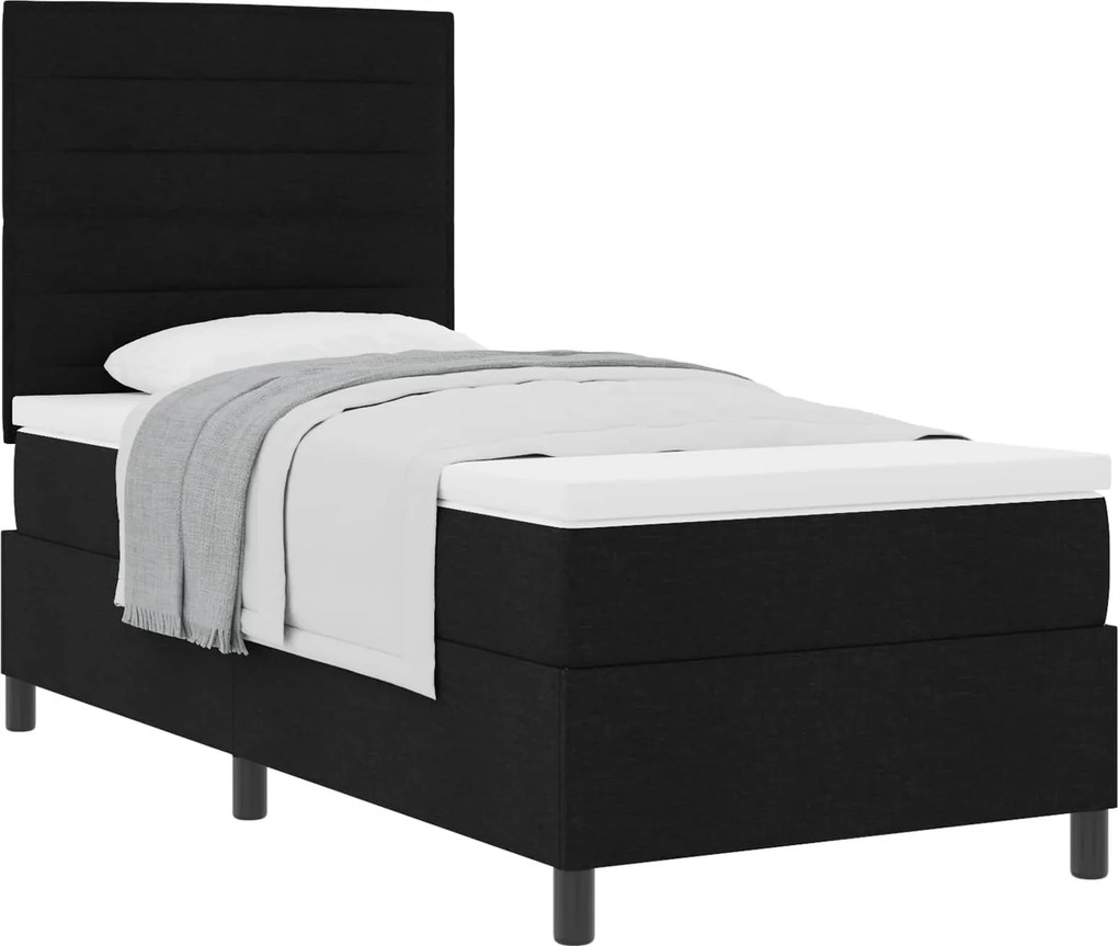 Postel s boxspringem s matrací s čelo Černá 90 x 190 cm textil 3339275