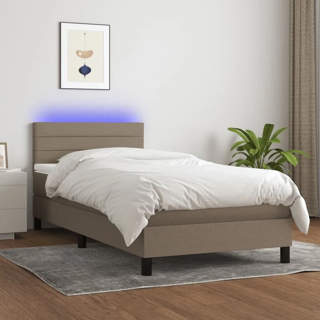 Box spring postel s matrací a LED taupe 80 x 200 cm textil 3133193