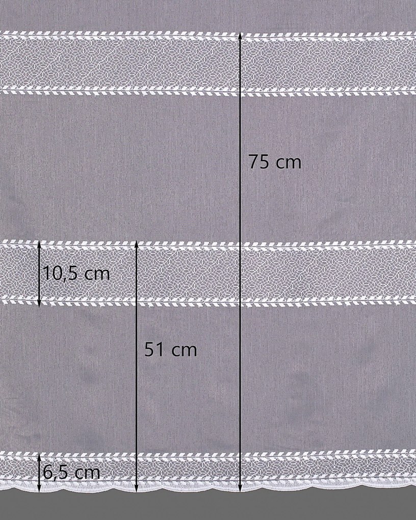 Záclona na dvojitých hačcích flex barva bílá látka poloprůhledná, pletený vzor, vzorované