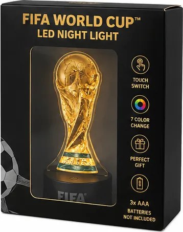 stolní LED světlo, dekorativní, noční, trofej FIFA MS 2026, 19x10x8 cm, plast, více barev, Dekorino LS20260010