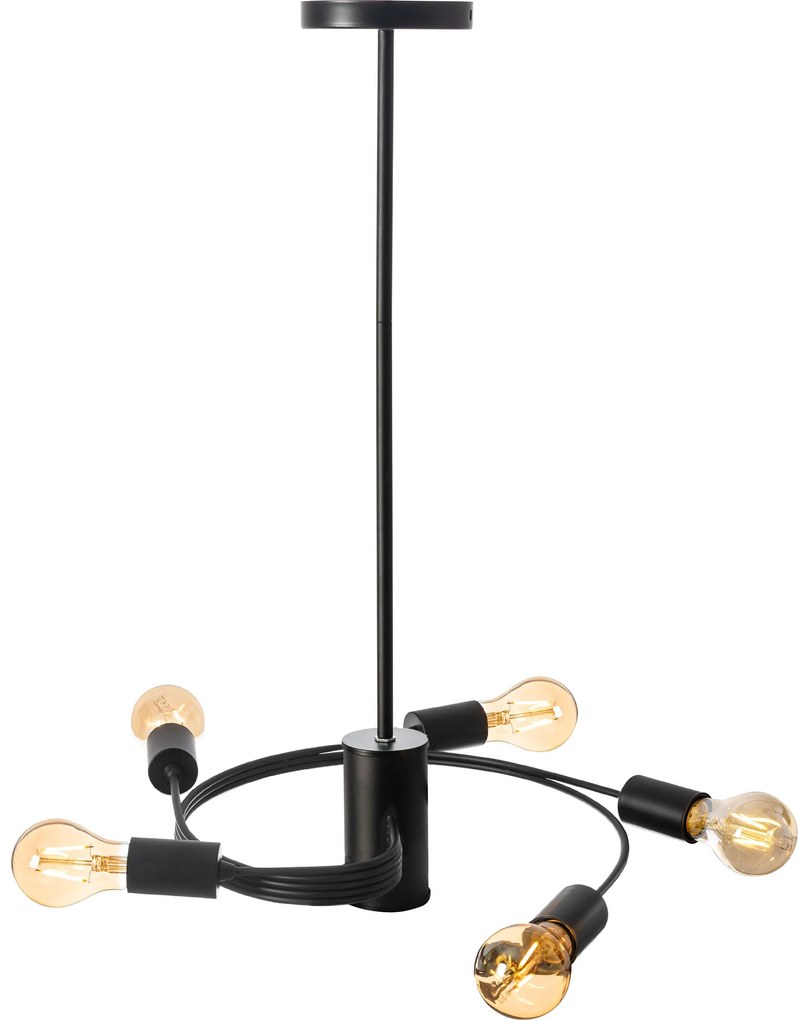 Toolight - Stropní svítidlo 5xE27 60W APP739-5CP, černá, OSW-01104