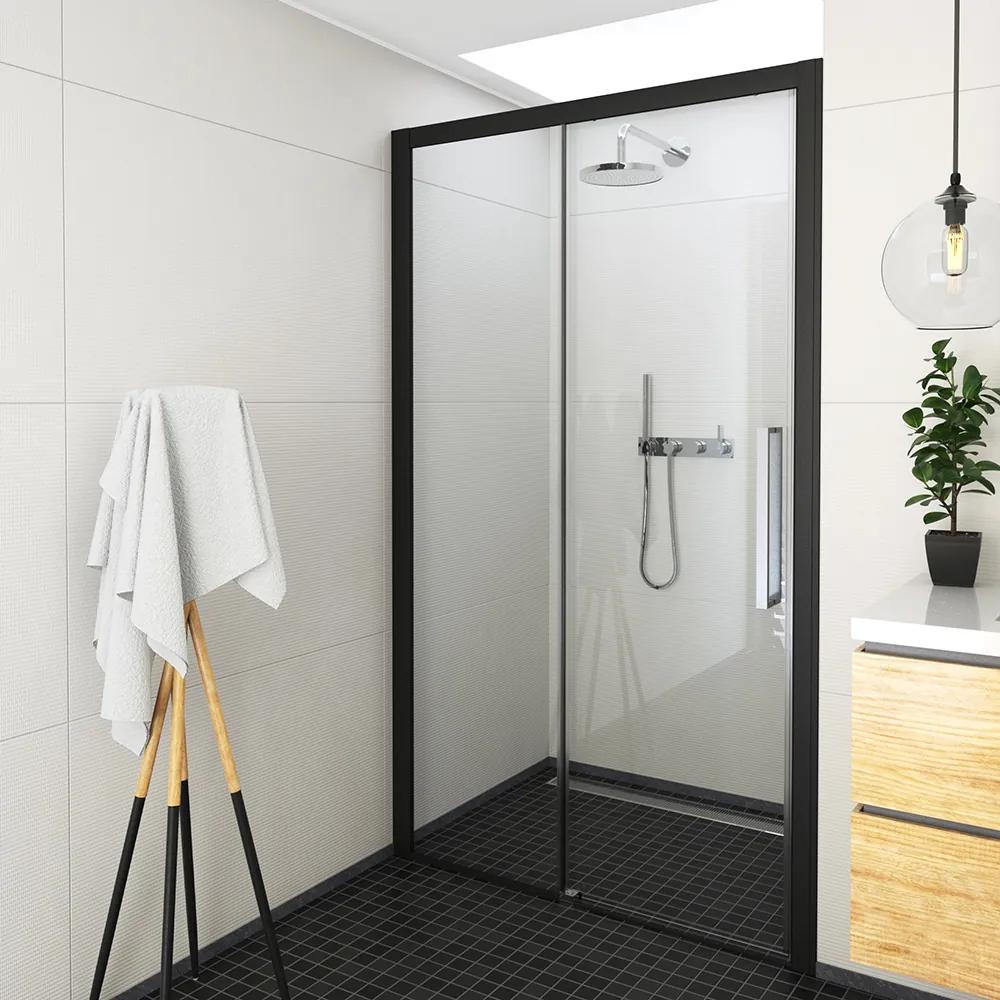 Roth EXCLUSIVE LINE ECD2L Posuvné sprchové dveře pro instalaci do niky 150 cm Profil: Černá, Sklo: Hladké čiré