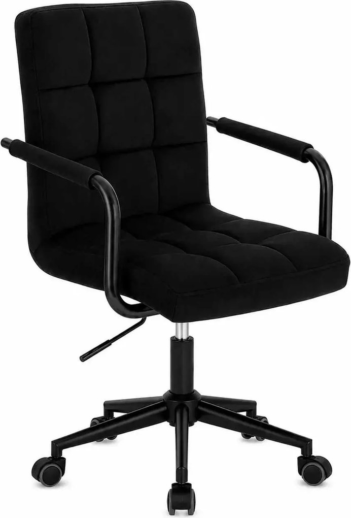 LuxuryForm DESIGN Otočná židle VERONA BLACK VELUR na černé podstavě s kolečky - černá