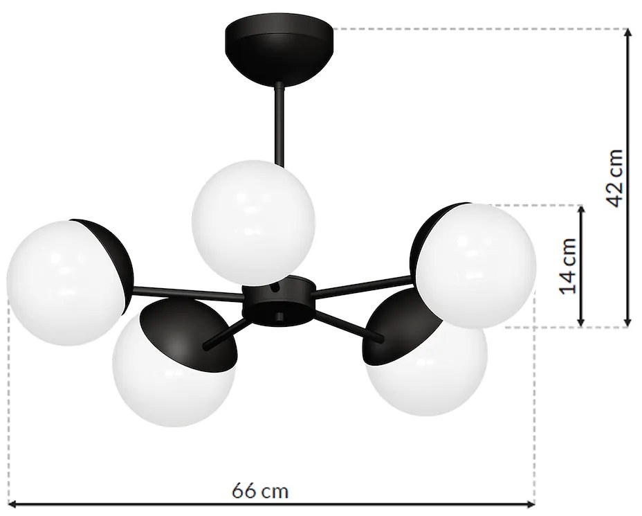 Stropní svítidlo Sfera, 5x bílé skleněné stínítko, b, x