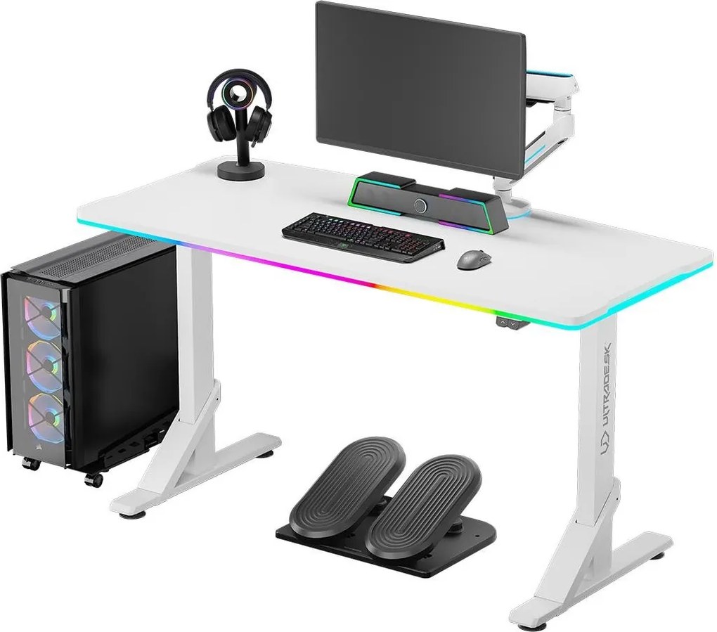 Herní stůl ultradesk iron bílý