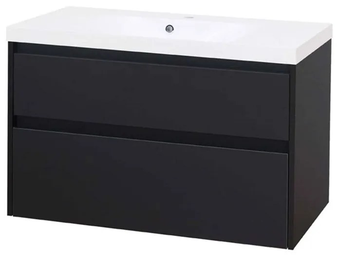 Mereo, Opto, koupelnová skříňka s umyvadlem z litého mramoru 101 cm, černá CN942M