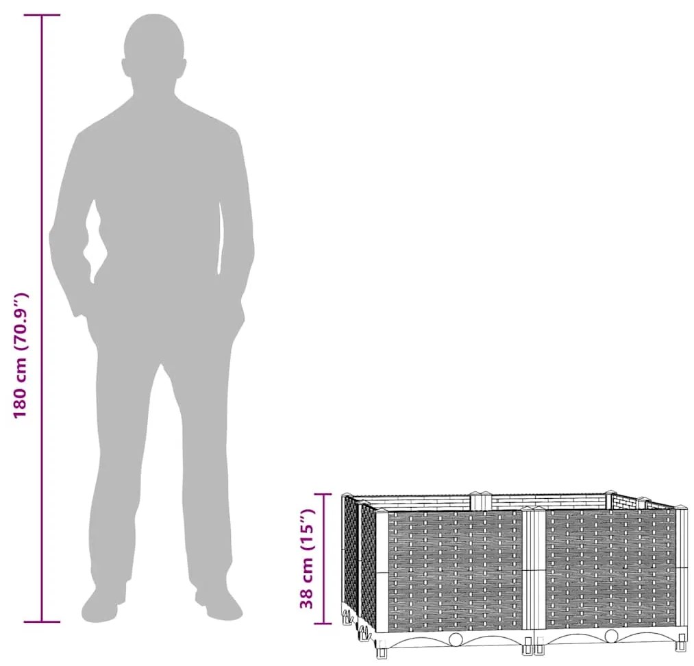 vidaXL Marketos Vyvýšený záhon 80 x 80 x 38 cm polypropylen