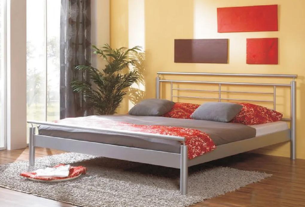 Nábytek ATIKA s.r.o. Kovová postel LUNA Povrchová úprava: stříbrná RAL 9006, Rozměr: 140 x 200 cm