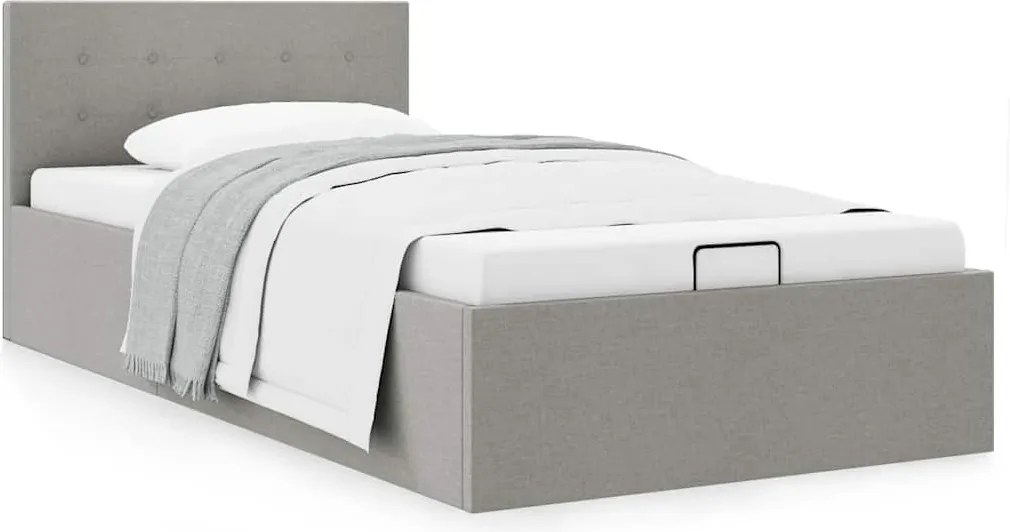 Rám postele s úložným prostorem světle šedý textil 90 x 200 cm 285576